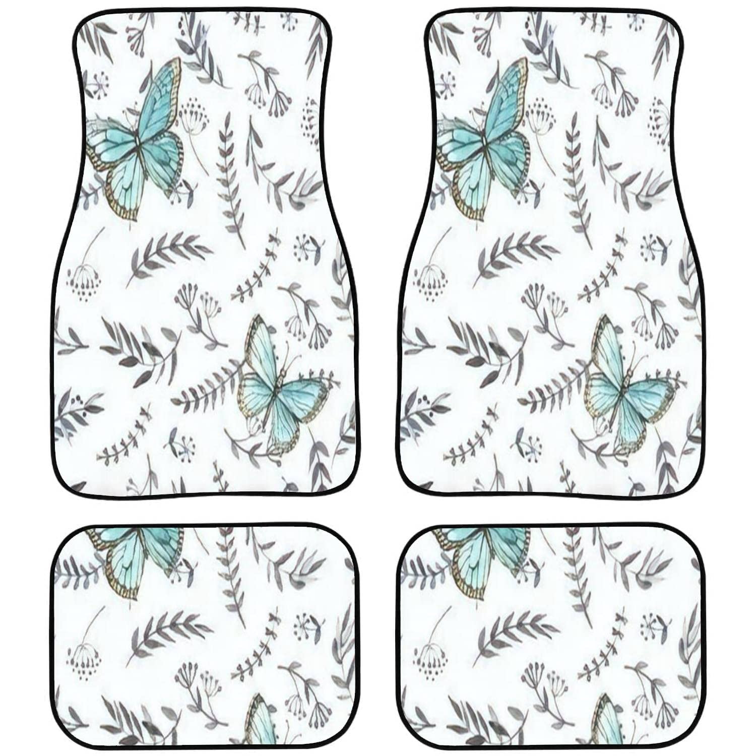 Car Floor Mats - a Yellow Flower Garden Butterfly Monarch Watercolor ...