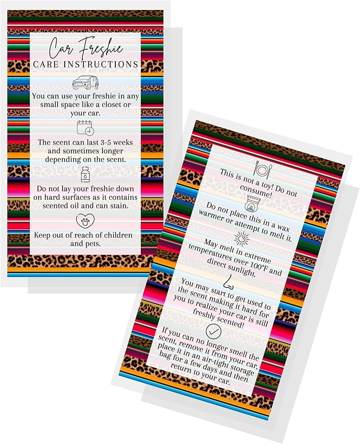 Car Freshie Care Instructions Physical Printed 2x3.5" inches Business ...