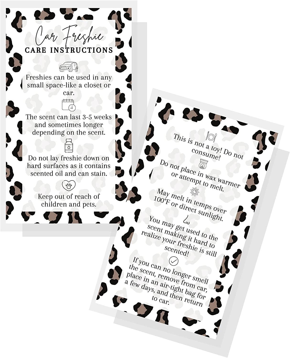 Car Freshie Care Instructions Physical Printed 2x3.5" inches Business ...