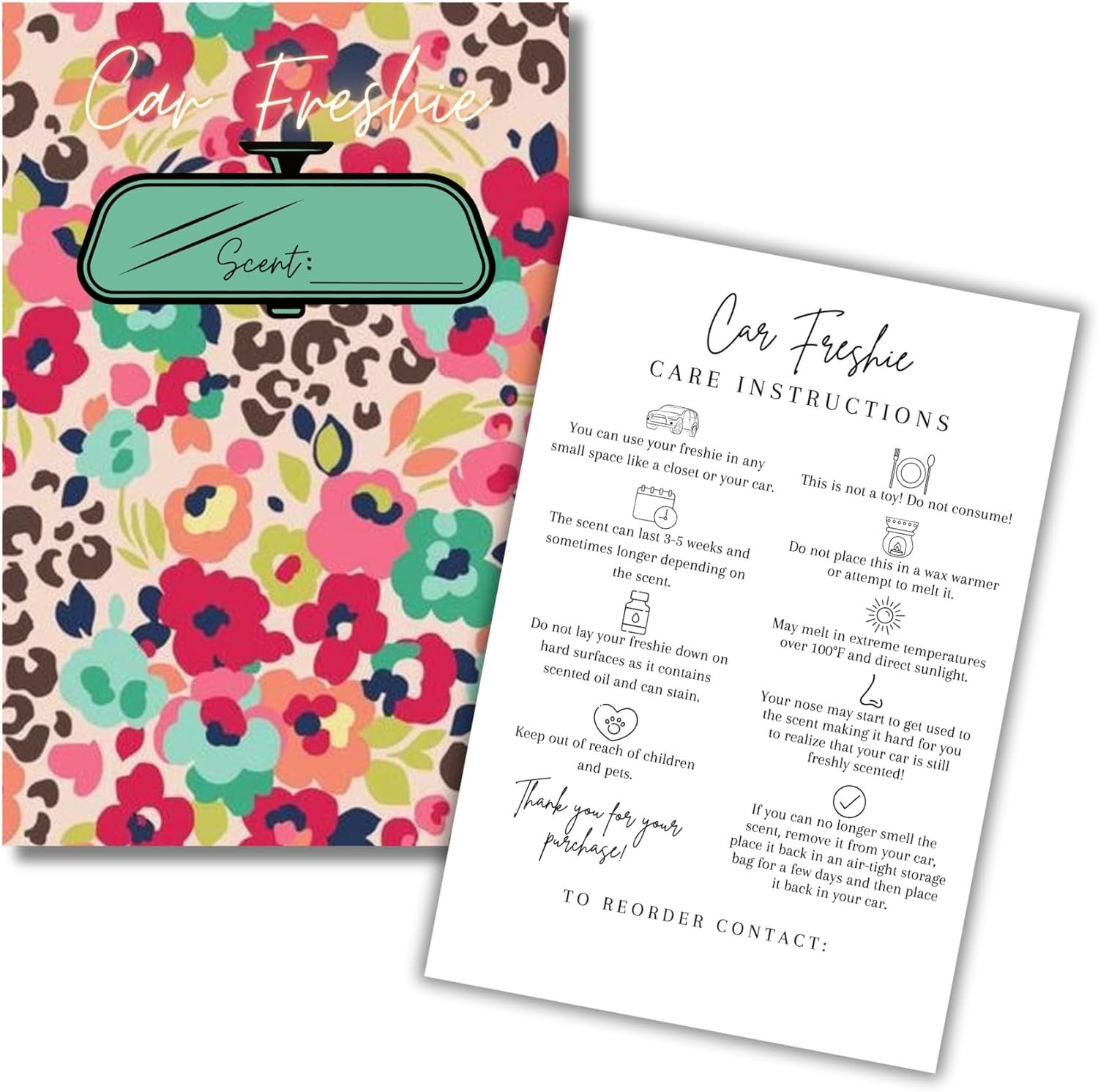 Car Freshie Insert Cards 50 pk 4x6 Boho Floral Retro Leopard, fits in ...