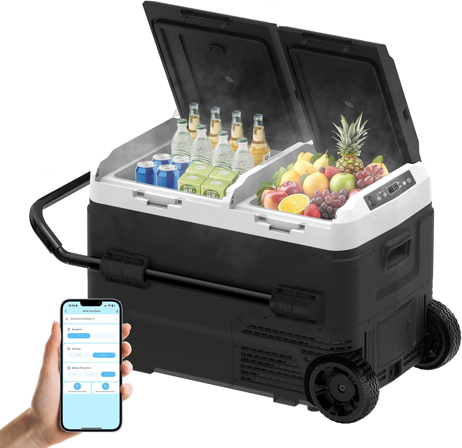 Car Fridge, Dual Zone Dual Temperature Control Fridge Freezer for Car ...