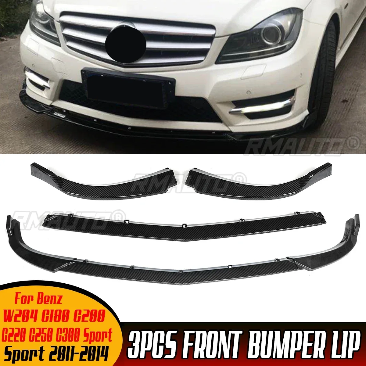 Car Front Bumper Lip Deflector Lip Body Kit Spoiler For Mercedes For ...