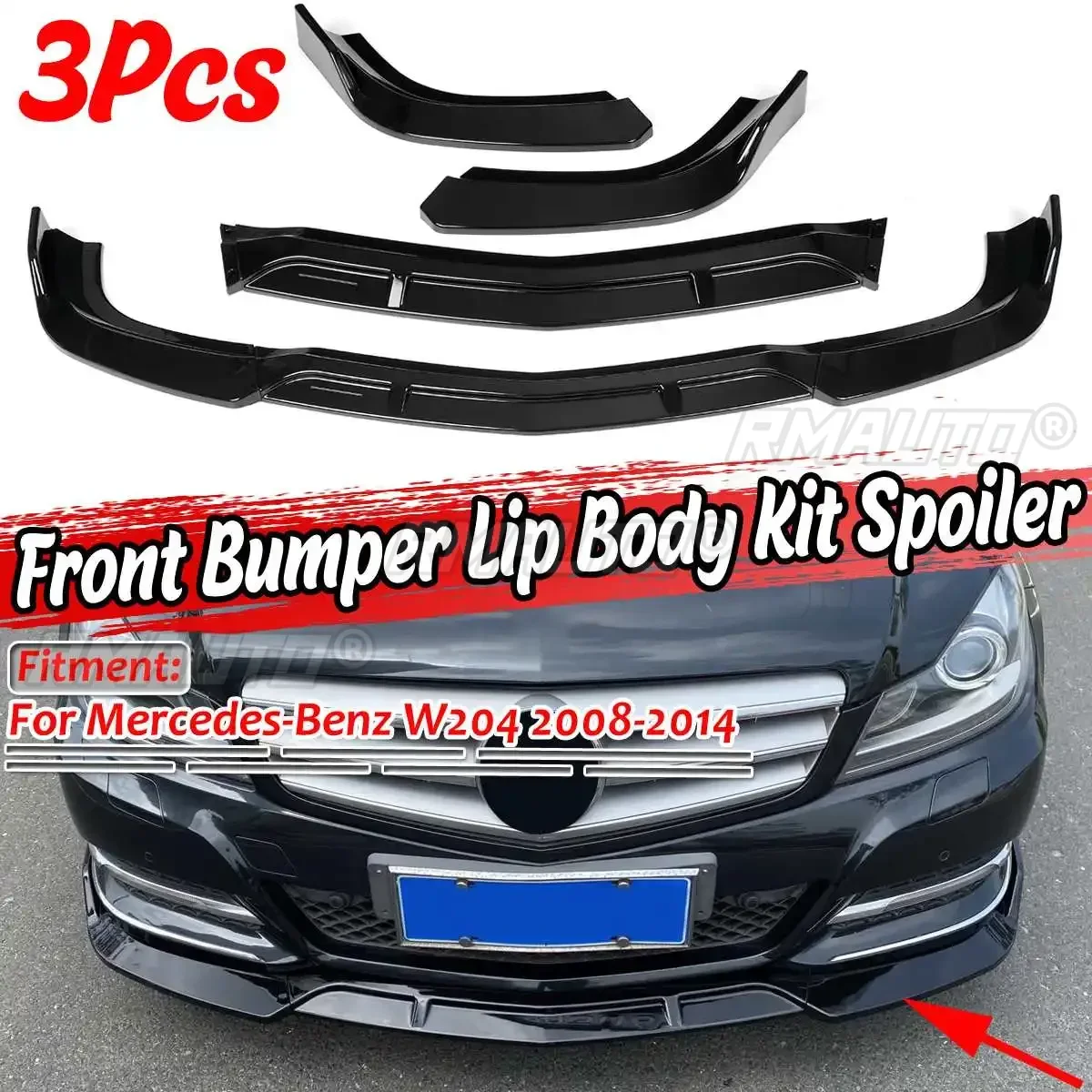 Car Front Bumper Lip Spoiler Splitter Diffuser Protector For Mercedes ...