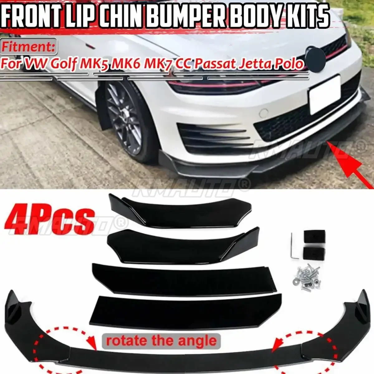 Car Front Bumper Splitter Lip Spoiler Bumper Diffuser Lips Universal ...