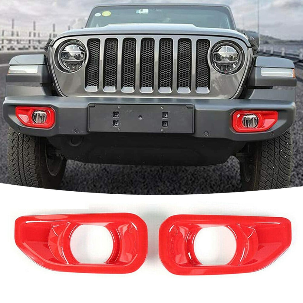 Car Front Fog Lamp Light Cover Trim Frame Decor Red For Jeep Wrangler JL JT 18+ - Walmart.com