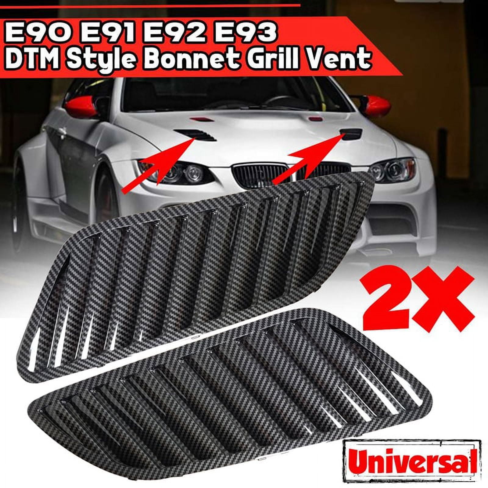 Car Front Grill Hood Cover, Carbon Fiber Bonnet Grill Air Outlet Vent ...