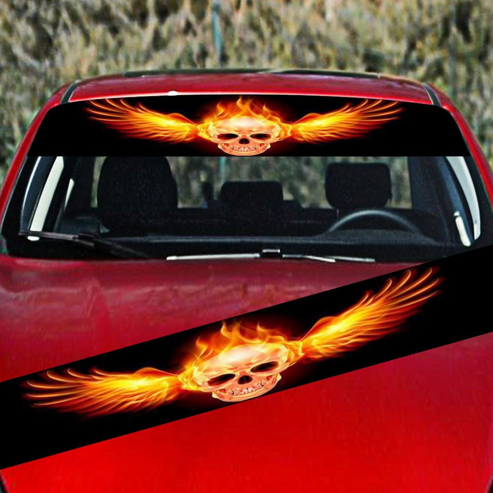 Car Front Rear Windshield Sticker Terror Decor 3D Sunshade Decals Fire ...