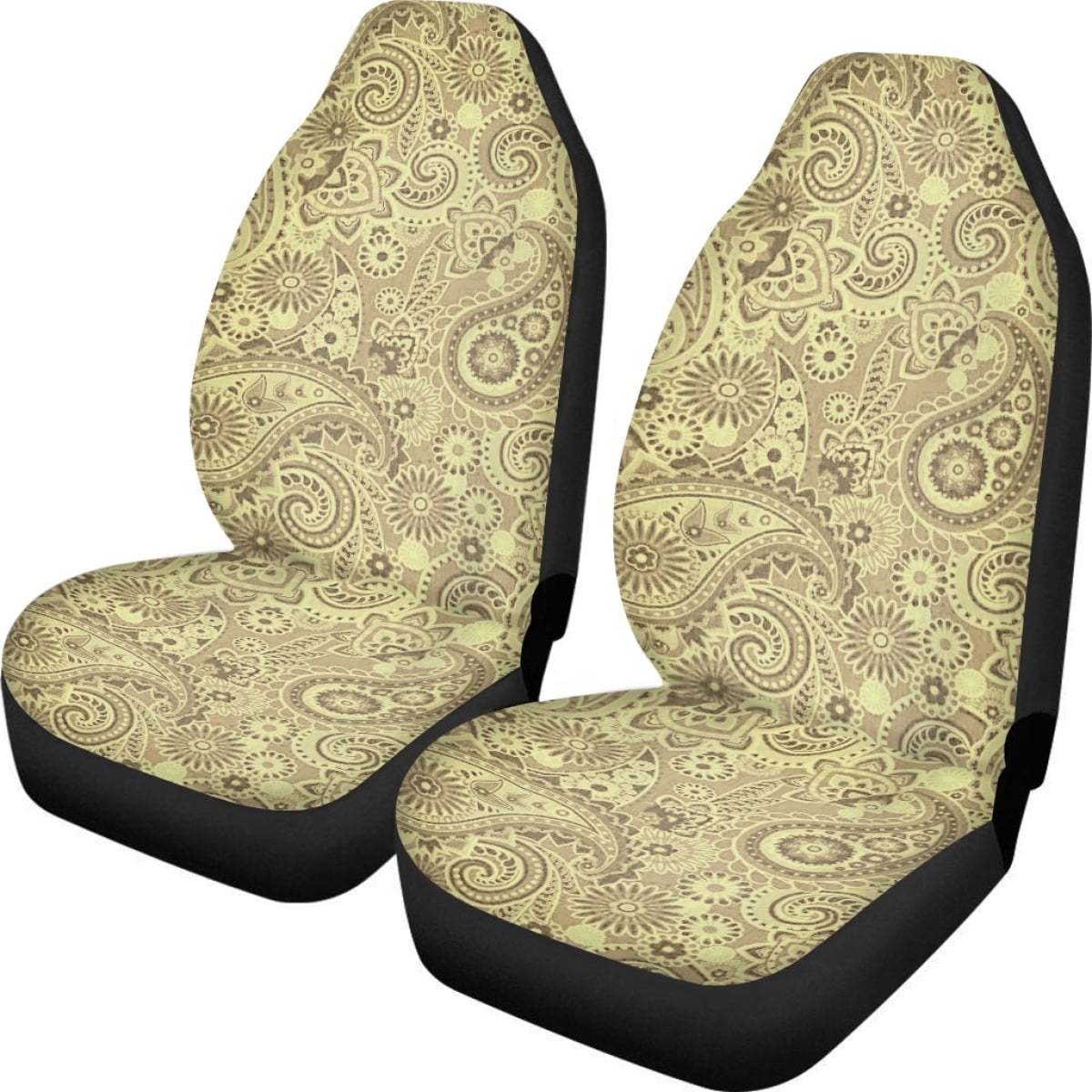 Car Front Seat Cover 2pcs Amoeba Pattern Design Yellow Easy to Install ...