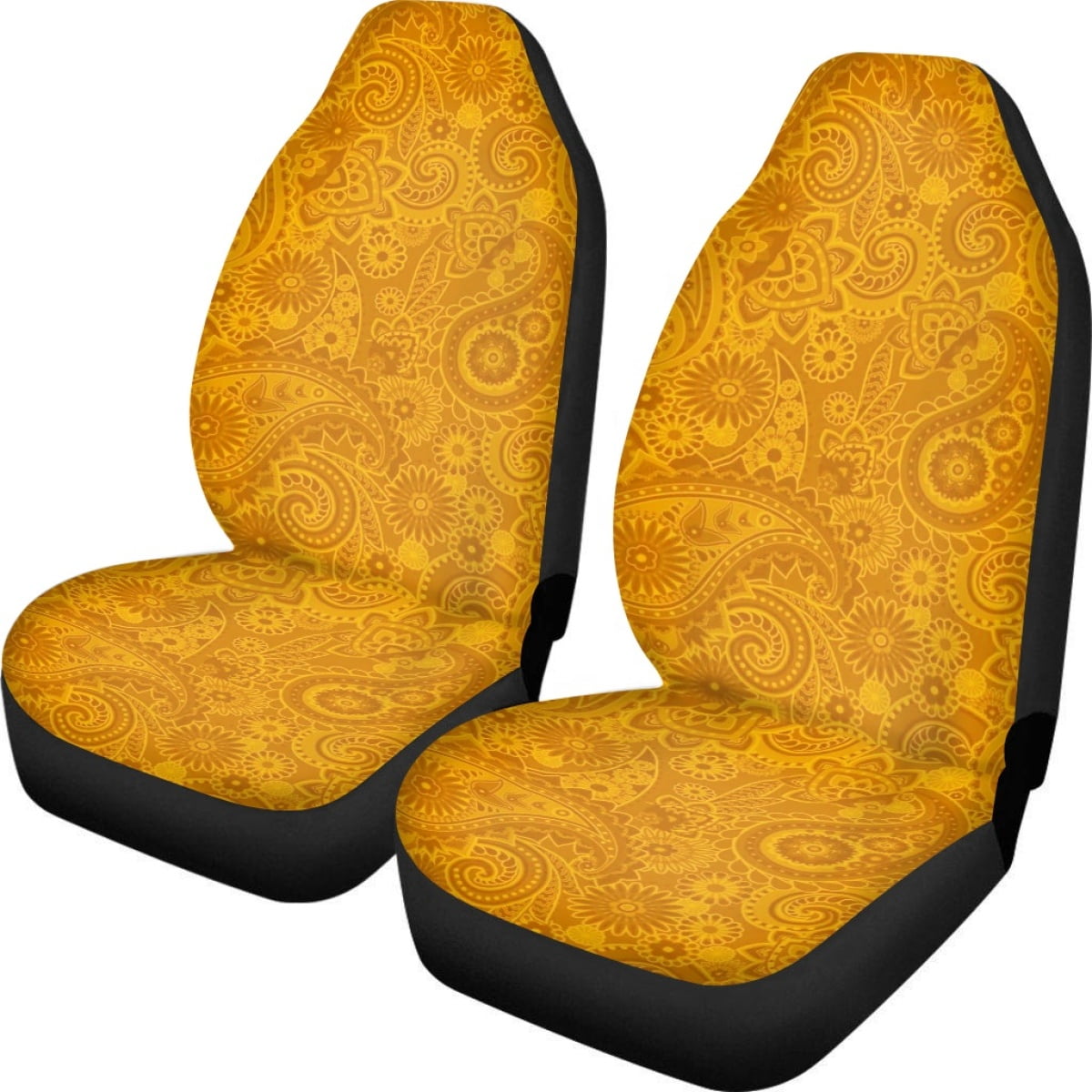 Car Front Seat Cover 2pcs Amoeba Pattern Design Yellow Easy to Install ...