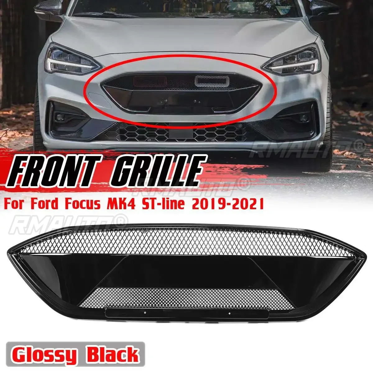 Car Front Upper Grill RS Style Front Hood Radiator Grille For Ford ...