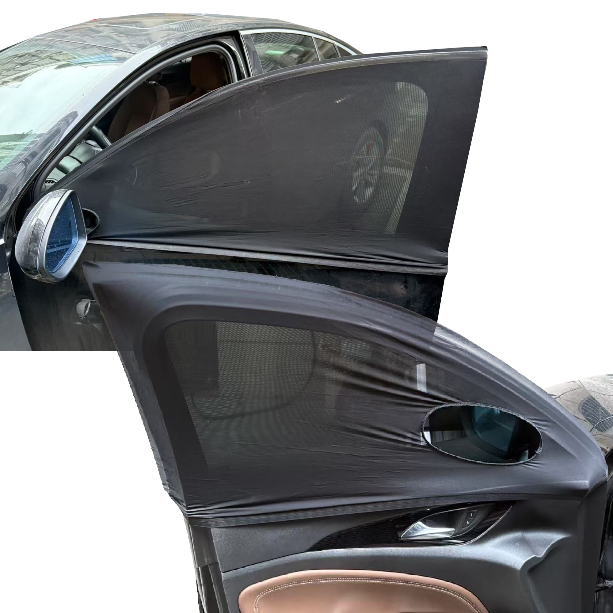 NYTTLIV Car Front Window Shades 2 Pack Stretchy Mesh Sunblock UV ...