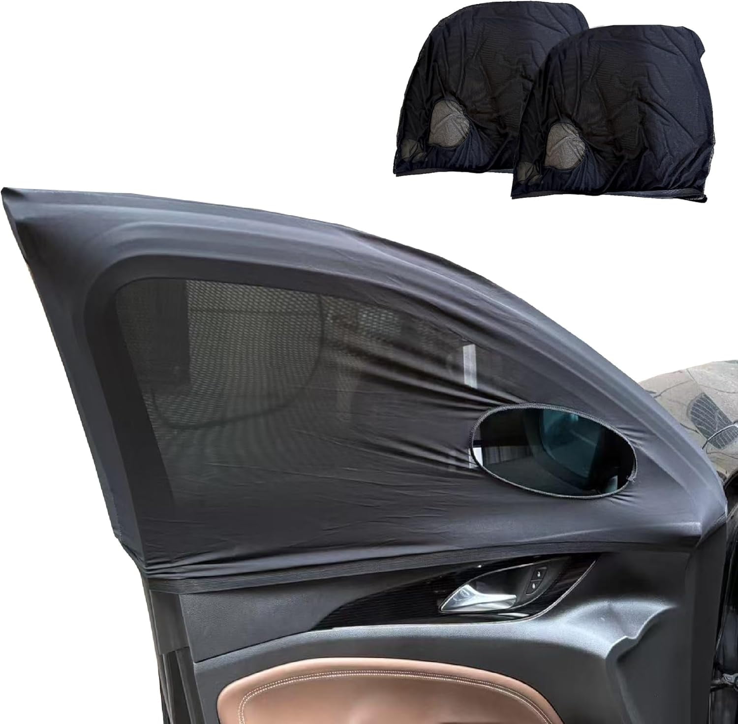Car Front Window Shades 2 Pack, Stretchable&Breathable Car Window Sun ...
