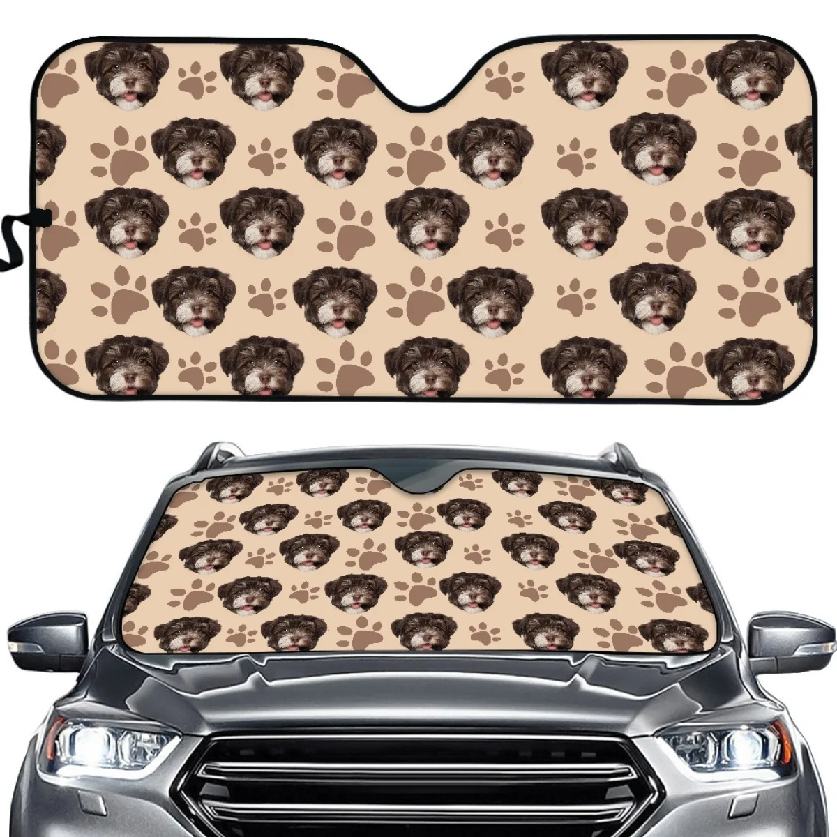 Car Front Window Sun Visors Puppy Dog Design Print Car Windshield ...