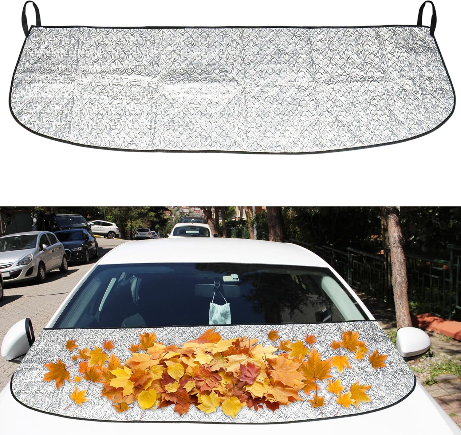 Car Front Windshield Cover Shade, 66.9"脳17.7" Windshield Snow Cover for ...