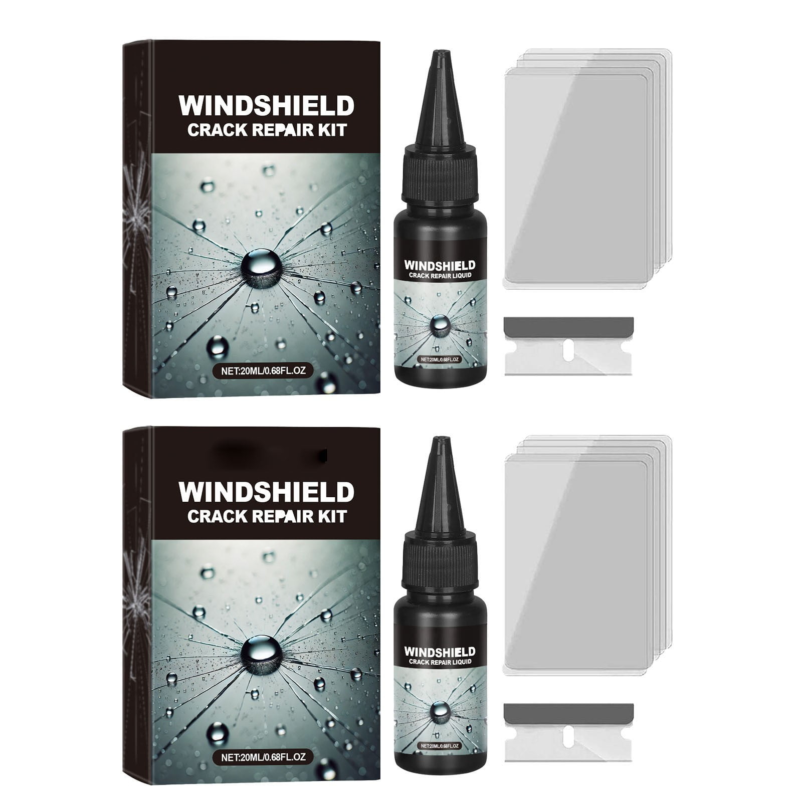 Car Front Windshield Repair Fluid Set for Repair Of Cracks Clear Vision ...