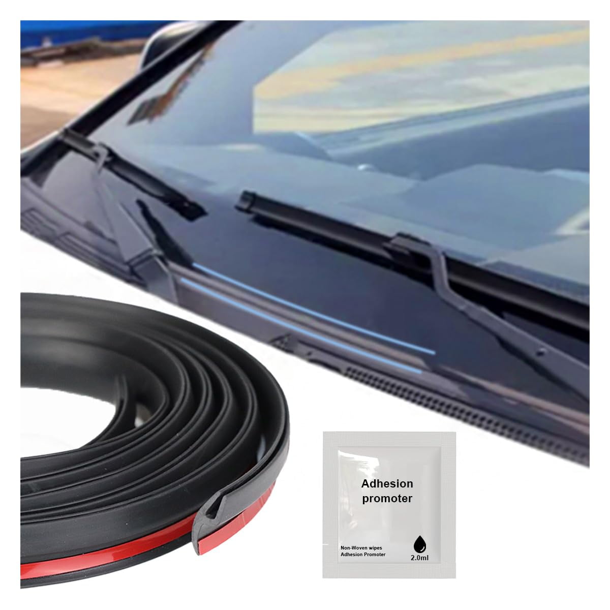 Car Front Windshield Rubber Seal Strip, 1.7M/5.6FT Car Weather ...