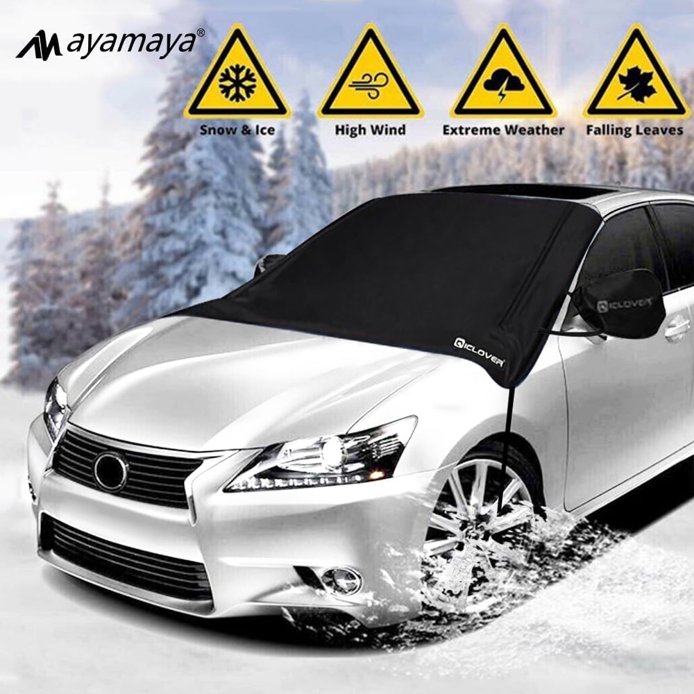 AYAMAYA Car Front Windshield Snow Cover, 600D Oxford All-Weather Frost ...