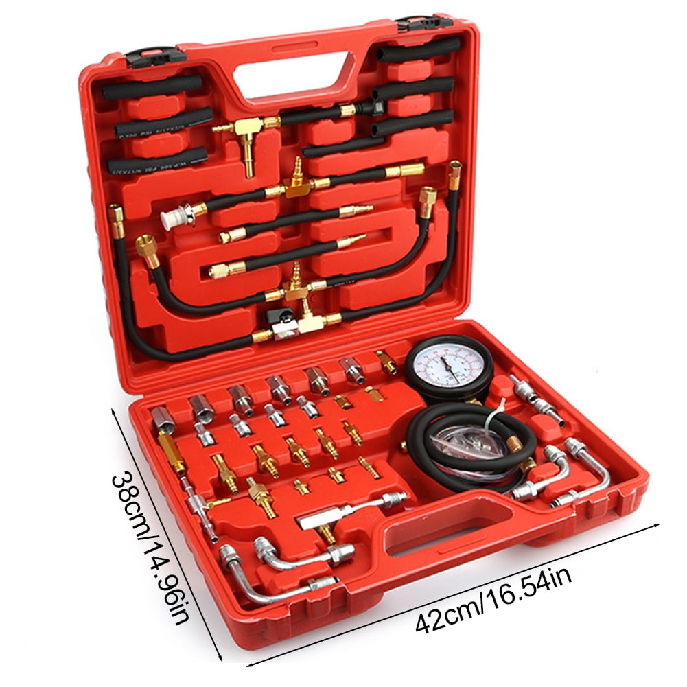 Car Fuel Injection Gauge Pressure Tester Kit 0-140PSI Gasoline Injector ...