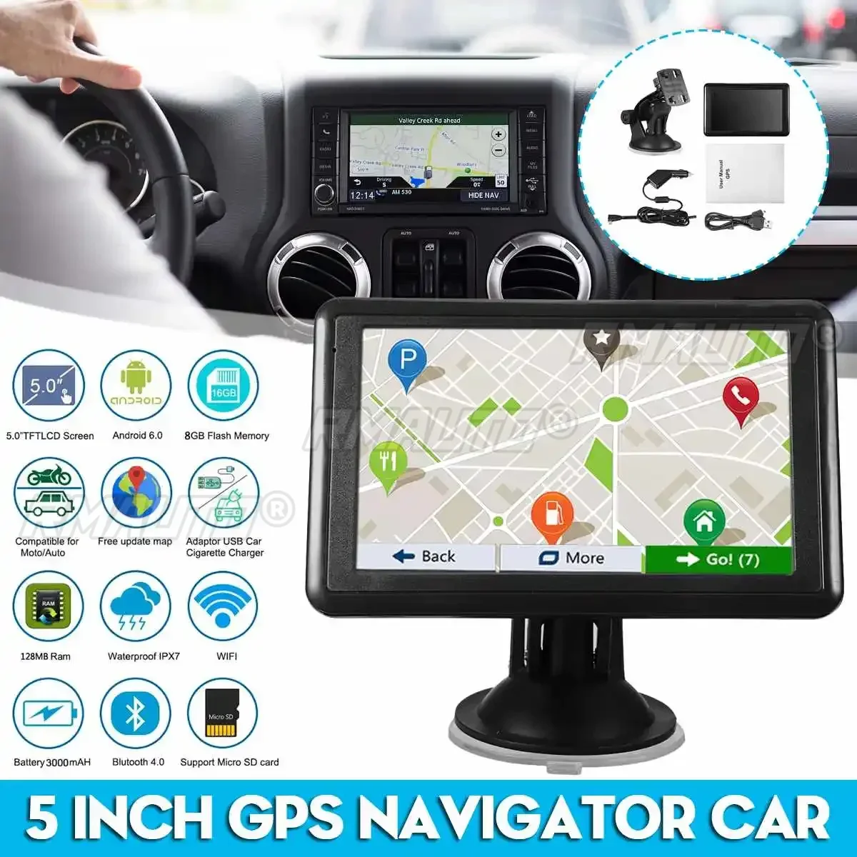 Car GPS Navigation 7 Inch Touch Screen GPS Truck Sunshade Sat Nav 8GB ...