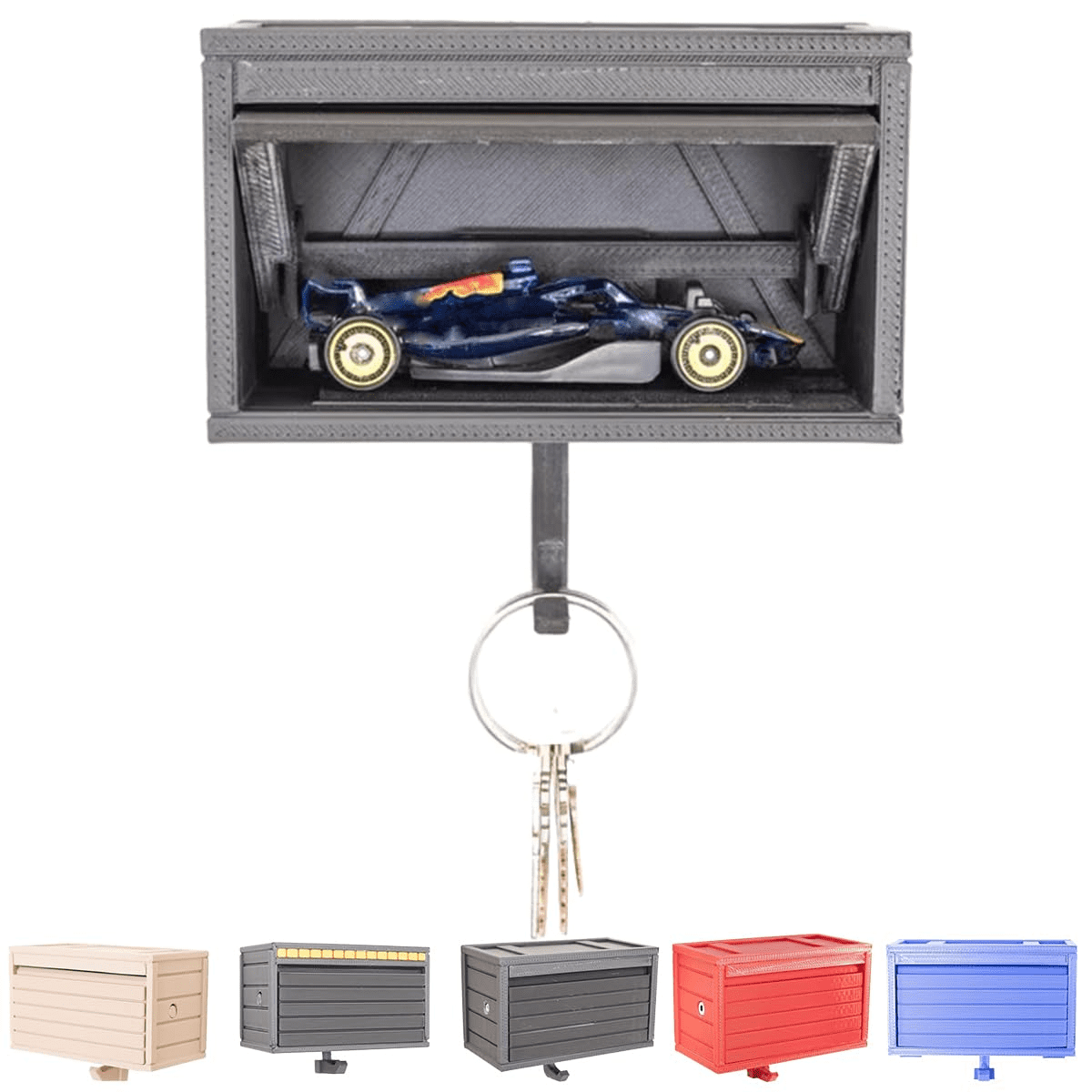 Car Garage Key Holder with Opening Door, 3D Key Holder Wall Mount, Easy ...