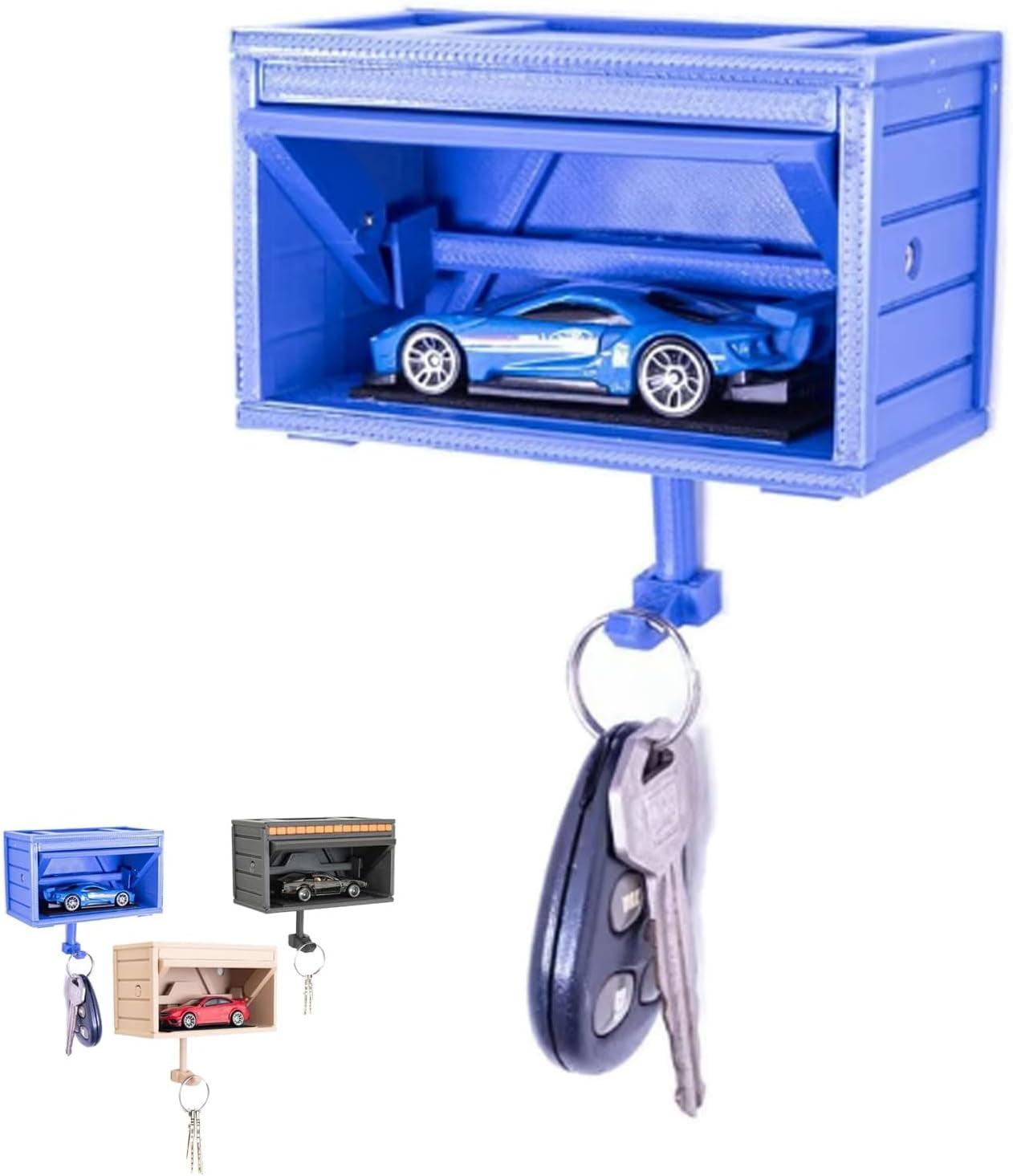Car Garage Key Holder with Opening Door, 3D-Printed Key Holder for Wall ...