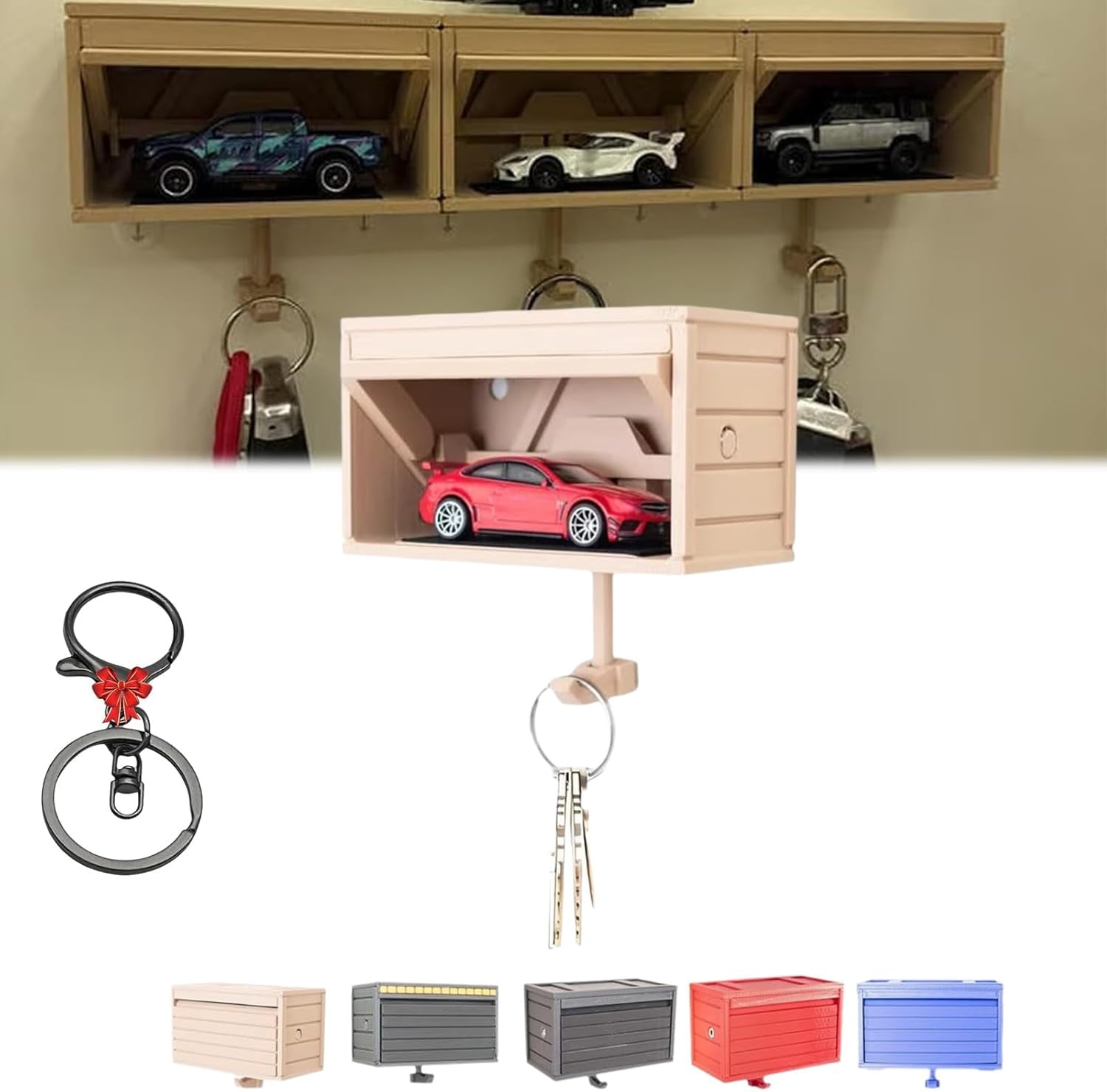 Car Garage Key Holder with Opening Door, Car Garage Key Holder, Key ...