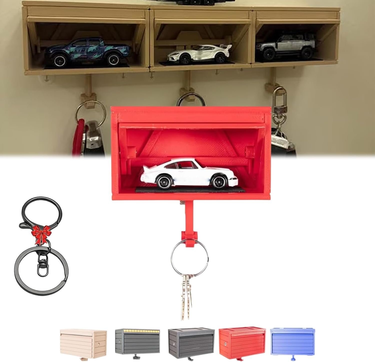 Car Garage Key Holder with Opening Door, Car Garage Key Holder, Key ...