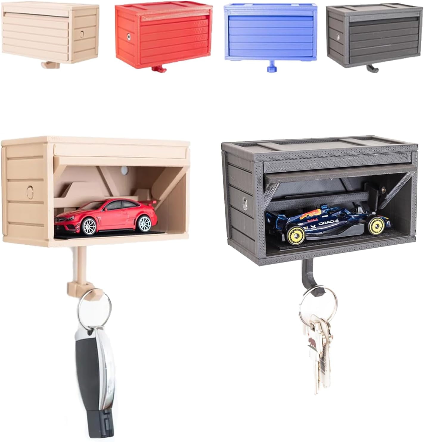 Car Garage Key Holder with Opening Door, Garage Design Wall Key Holder ...