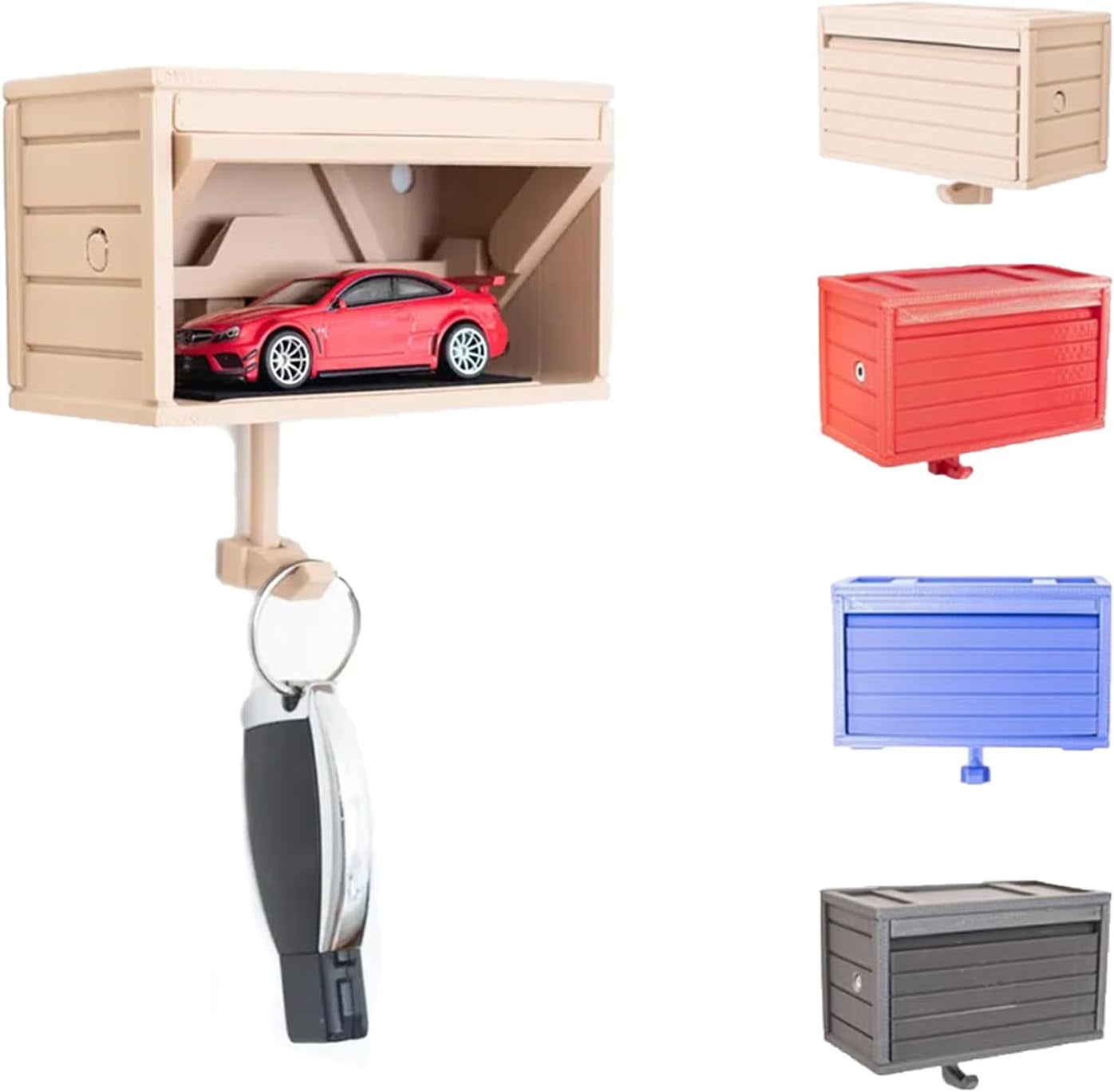 Car Garage Key Holder with Opening Door, Garage Design Wall Key Holder ...