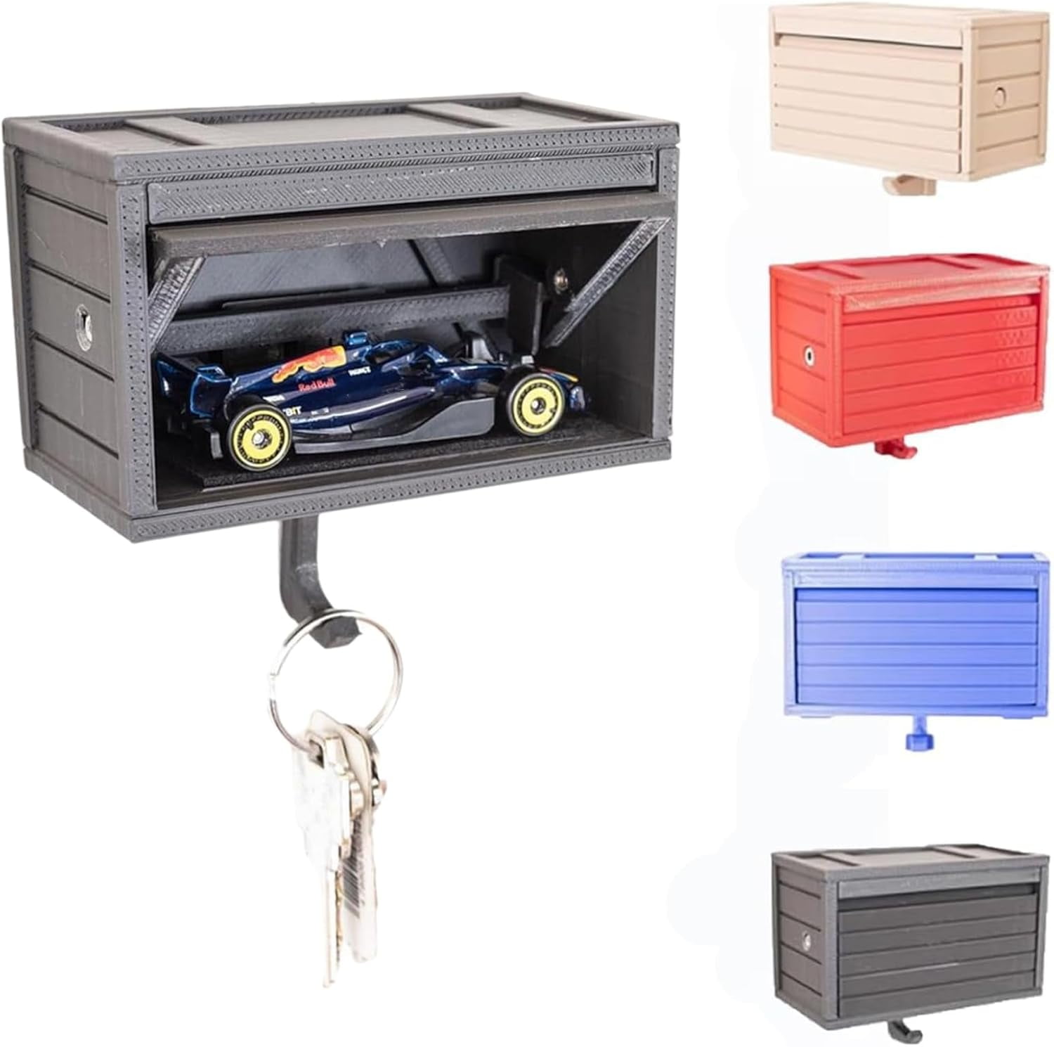 Car Garage Key Holder with Opening Door, Key Holder for Wall, Easy ...