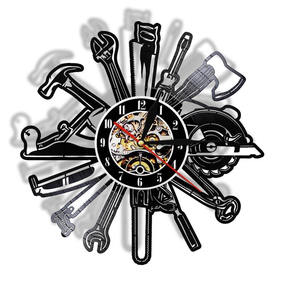 Car Garage Tools Vinyl Record Wall Clock Mechanic Service Car Wall ...