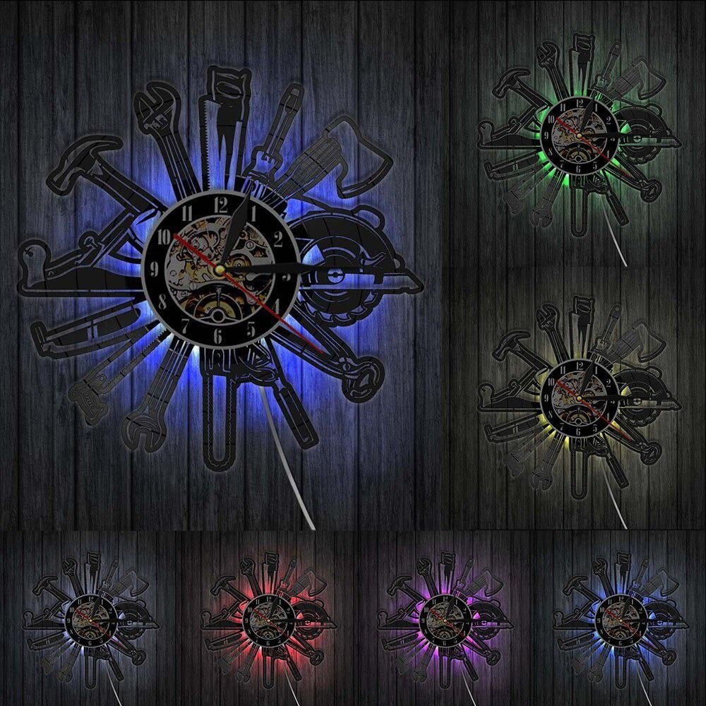 Car Garage Tools Vinyl Record Wall Clock Mechanic Service Car Wall ...