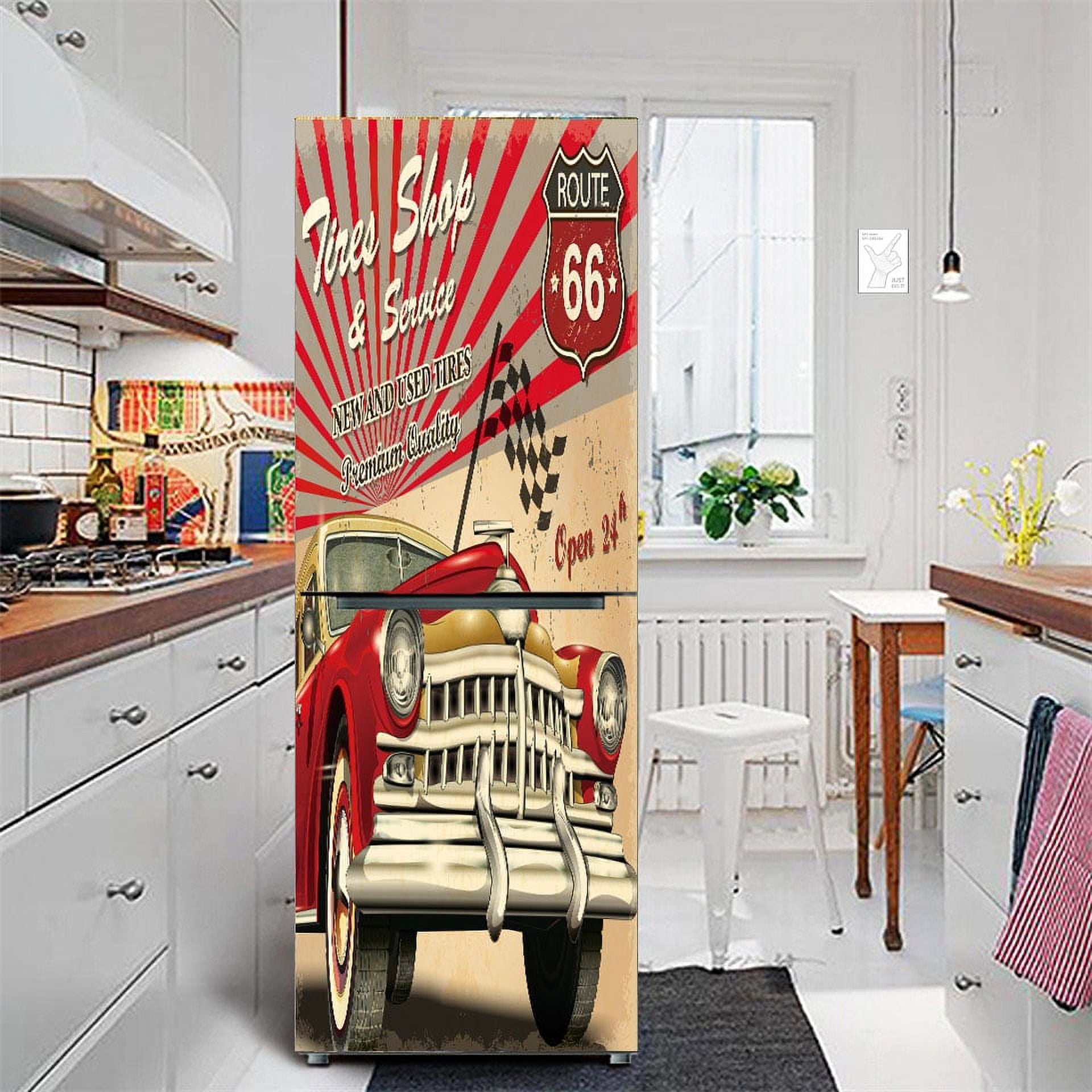 Car Gas Station Wallpaper For Fridge Self-Adhesive Waterproof Kitchen ...