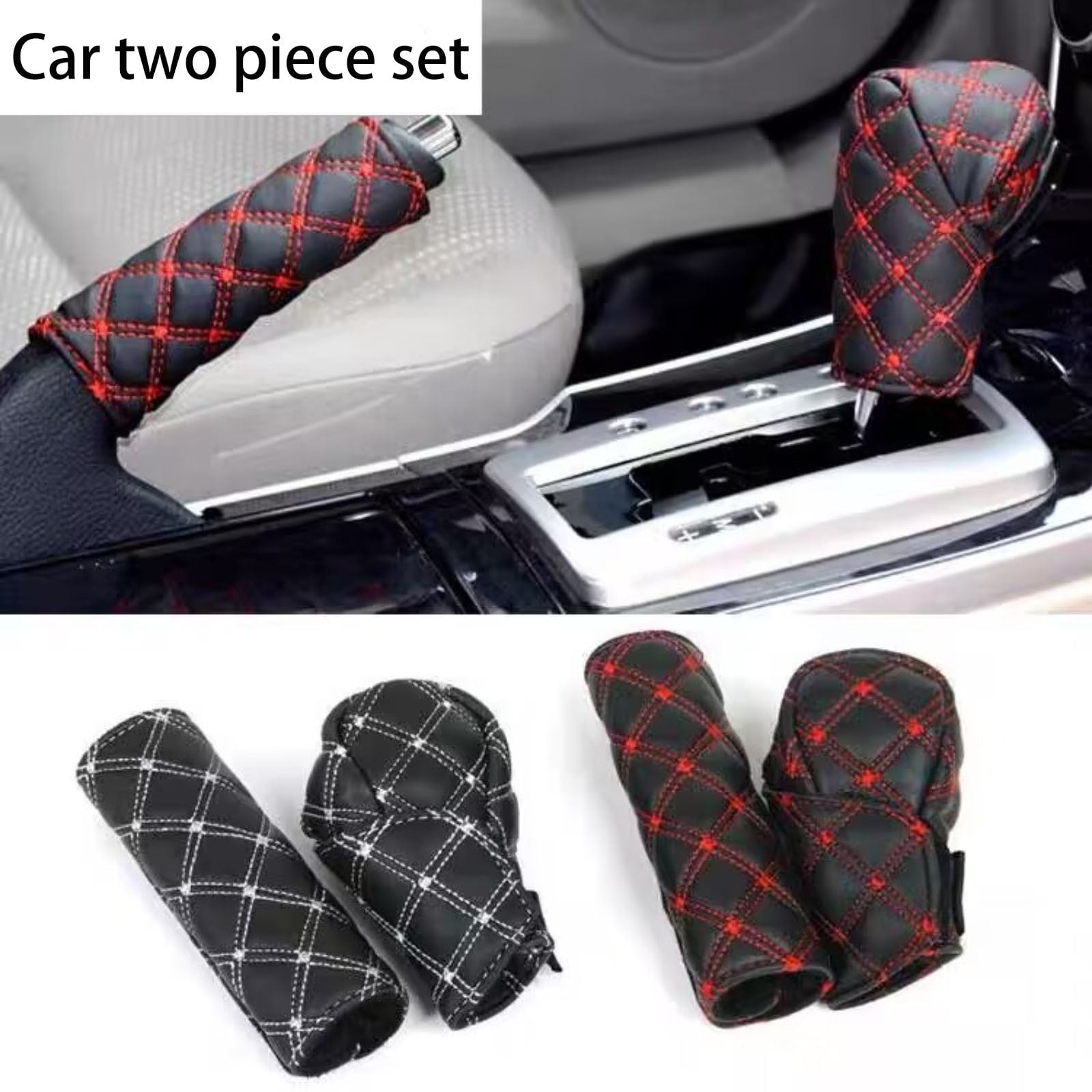 Car Gear Cover Car Handbrake Gear Cover 2-piece Set Manual Gear Handle ...