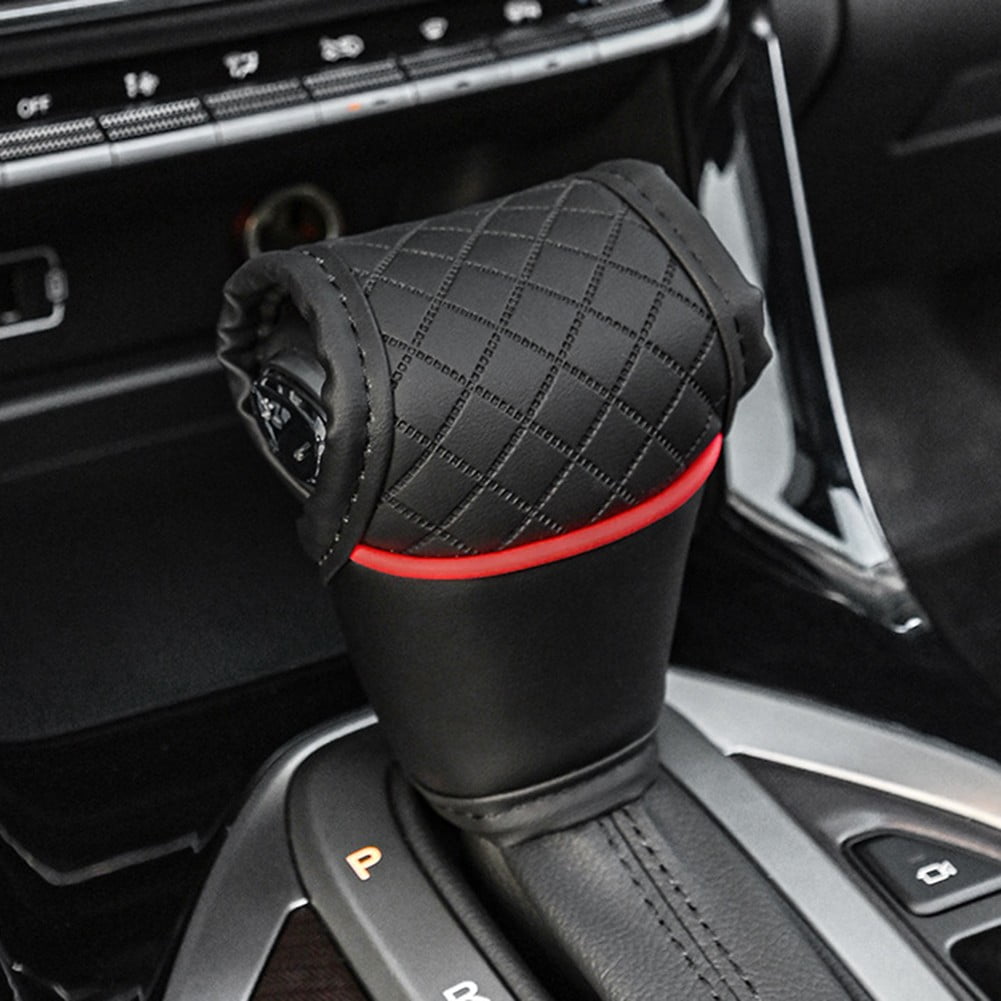 Car Gear Shift Cover PU Leather Shift Lever Cover Gearbox Shifter Knob ...