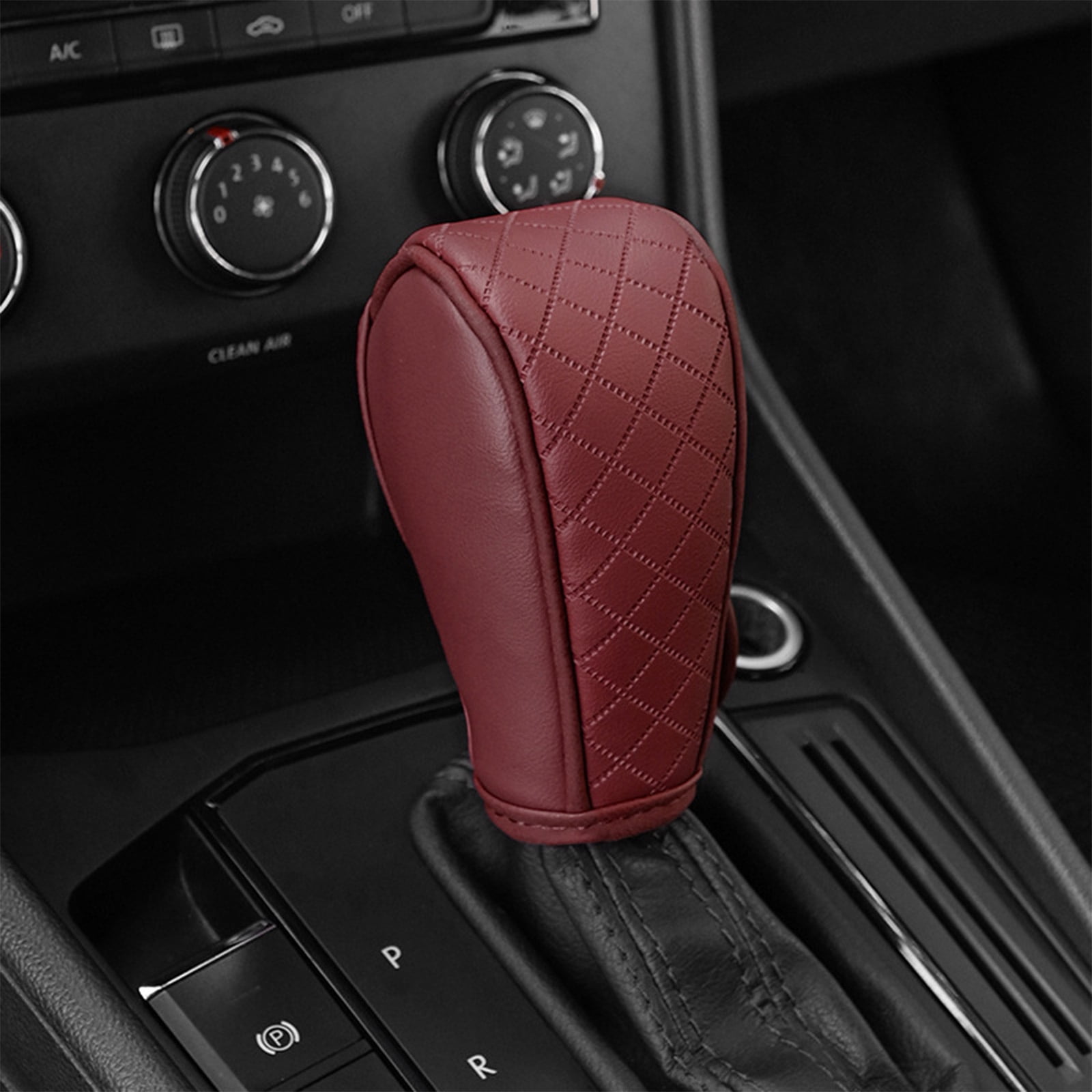 Car Gear Shift Knob, Car Shift Handle Cover Leather Waterproof ...