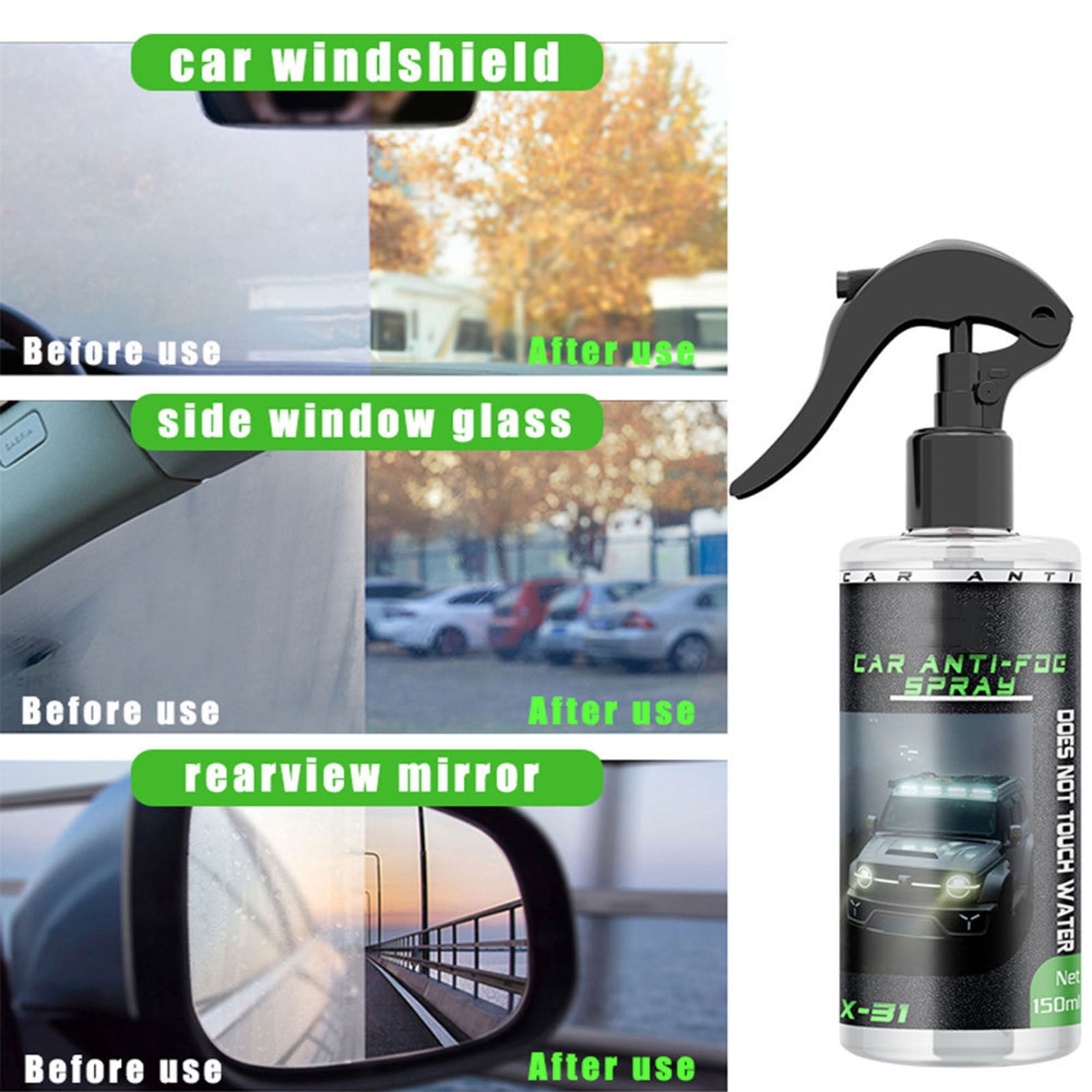 Car Glass Cleaner & Anti-Fog Spray - 150ml | Long-Lasting Protective ...