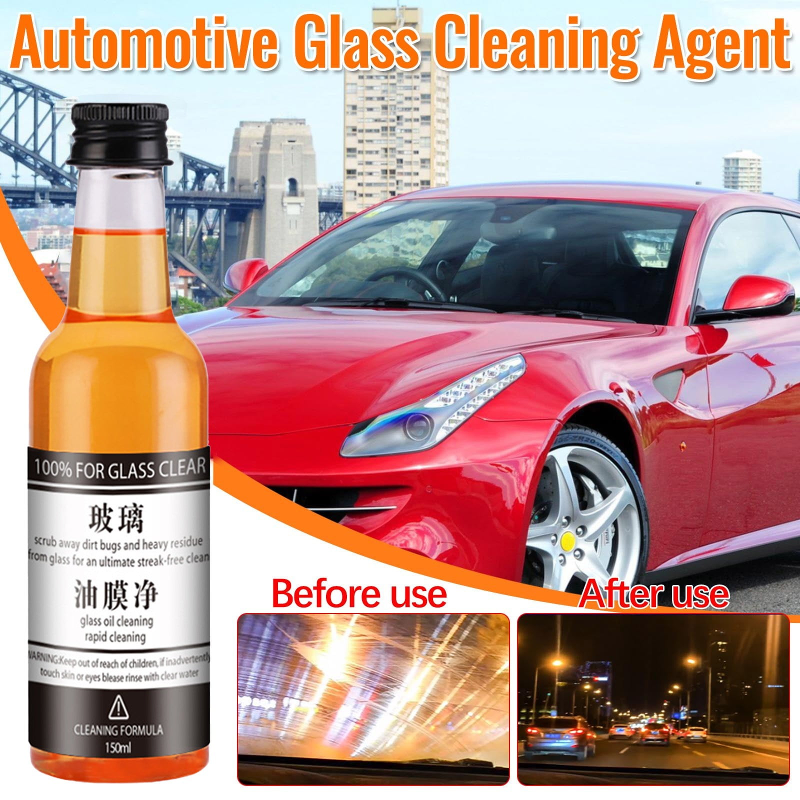 Car Glass Oil Film Remover | Automotive Windshield Cleaner & Glass ...