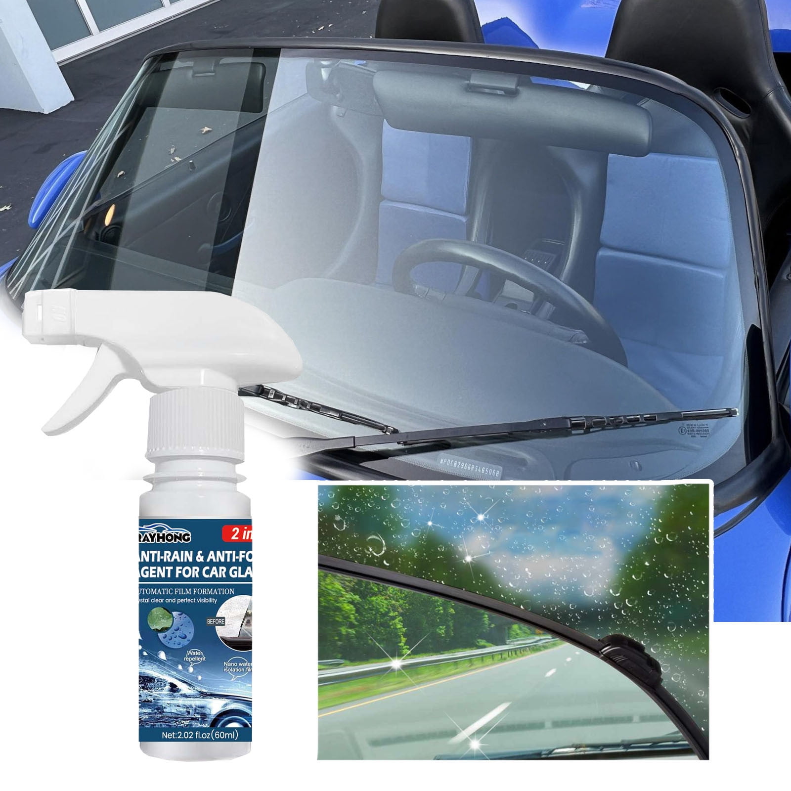 Car Glass Rainproof Agent | Windshield & Mirror Water Repellent Spray ...