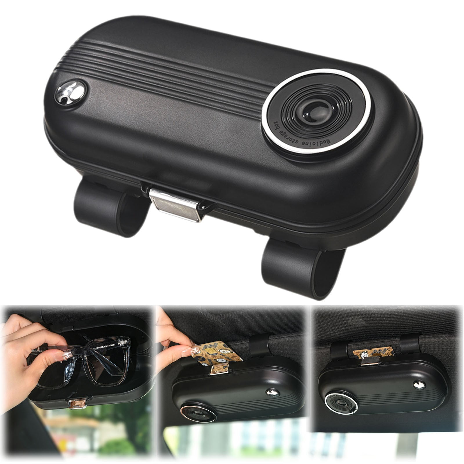 Car Glasses Case Sun Visor Storage Sunglasses Holder Non Destructive ...