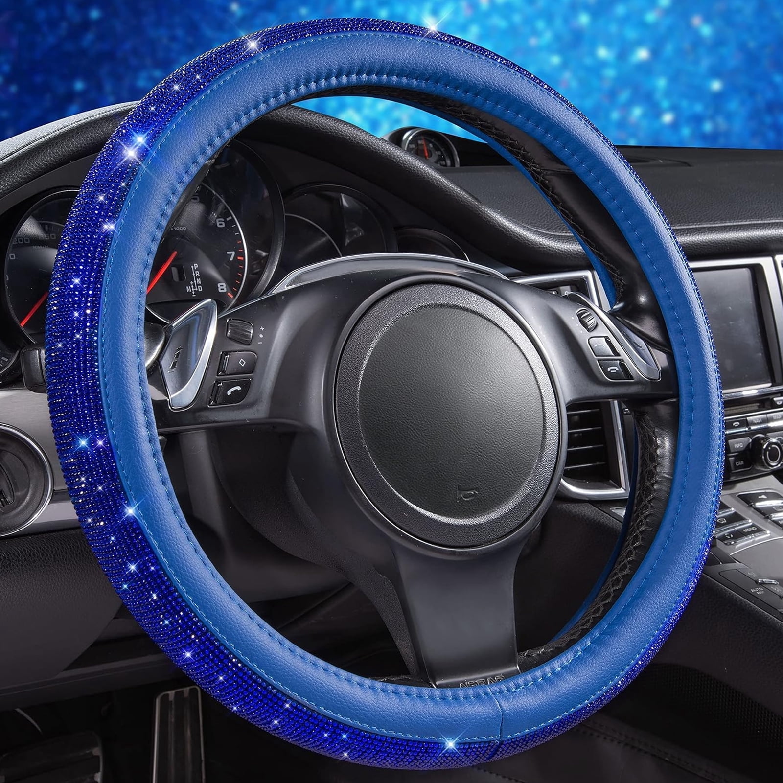 Car-Grand Bling diamond rhinestones leather steering wheel cover ...