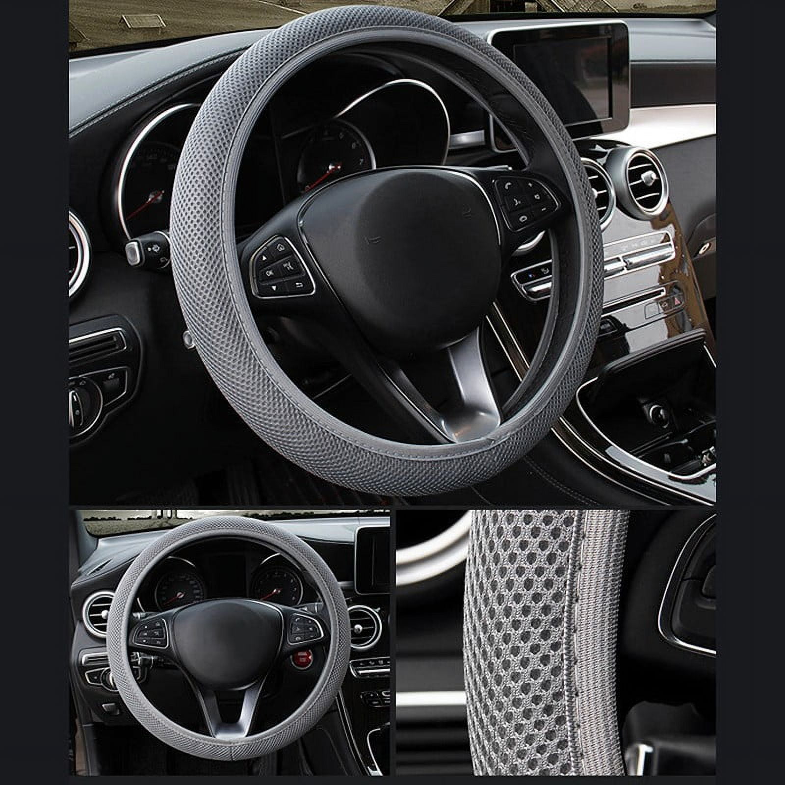 Car Gray Breathable Mesh Cloth Steering Wheel Cover Four Seasons ...