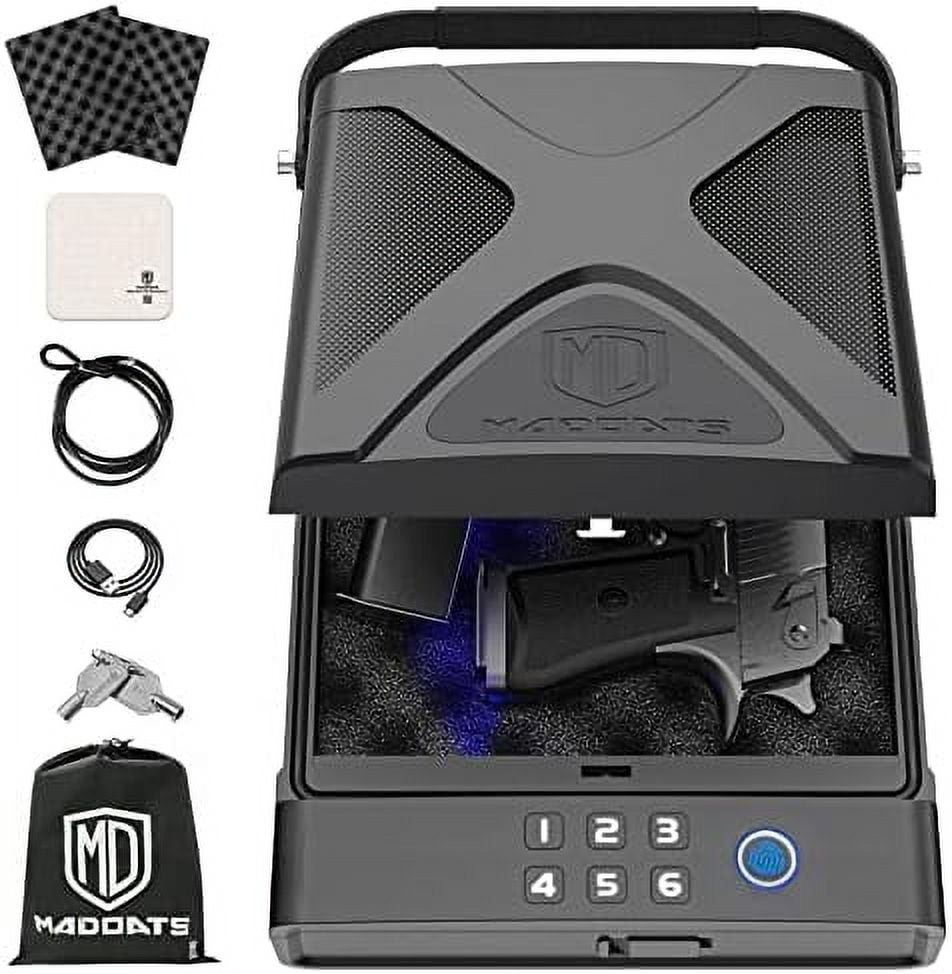 Car Gun Safe, Portable Biometric Safes for Pistols with Cable ...