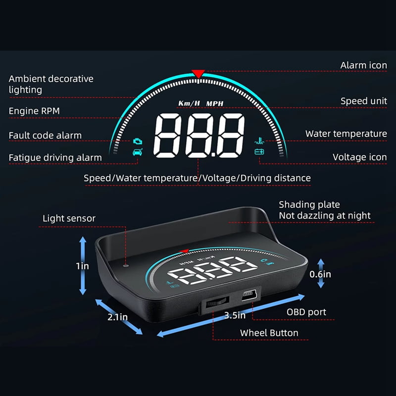 Car HUD Head Up Display OBD Speedometer Windshield Projector Smart ...