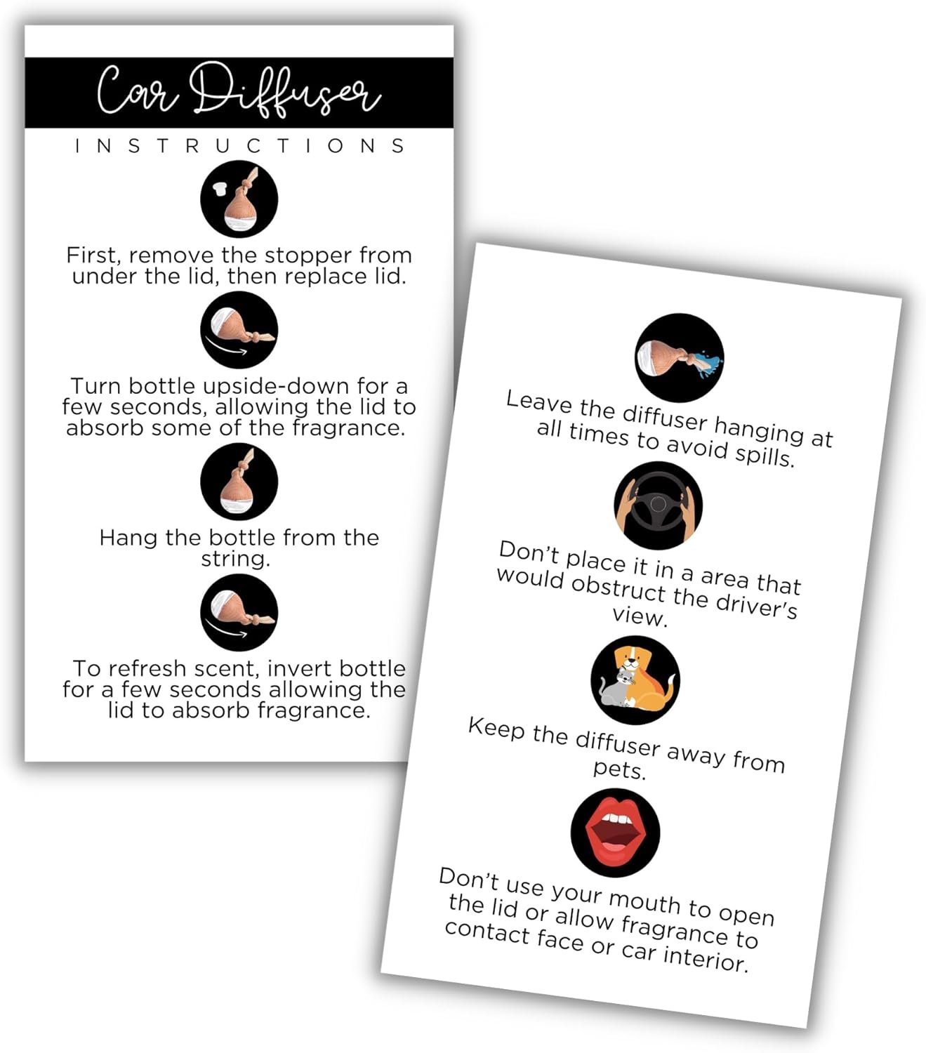 Car Hanging Diffuser Care Card 50 Pack Business Card Size 2x3.5 inches ...