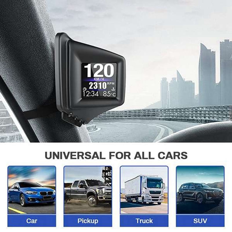 Car Up Display, A-Pillar HUD OBDII & GPS Dual System, Speed - Walmart.com