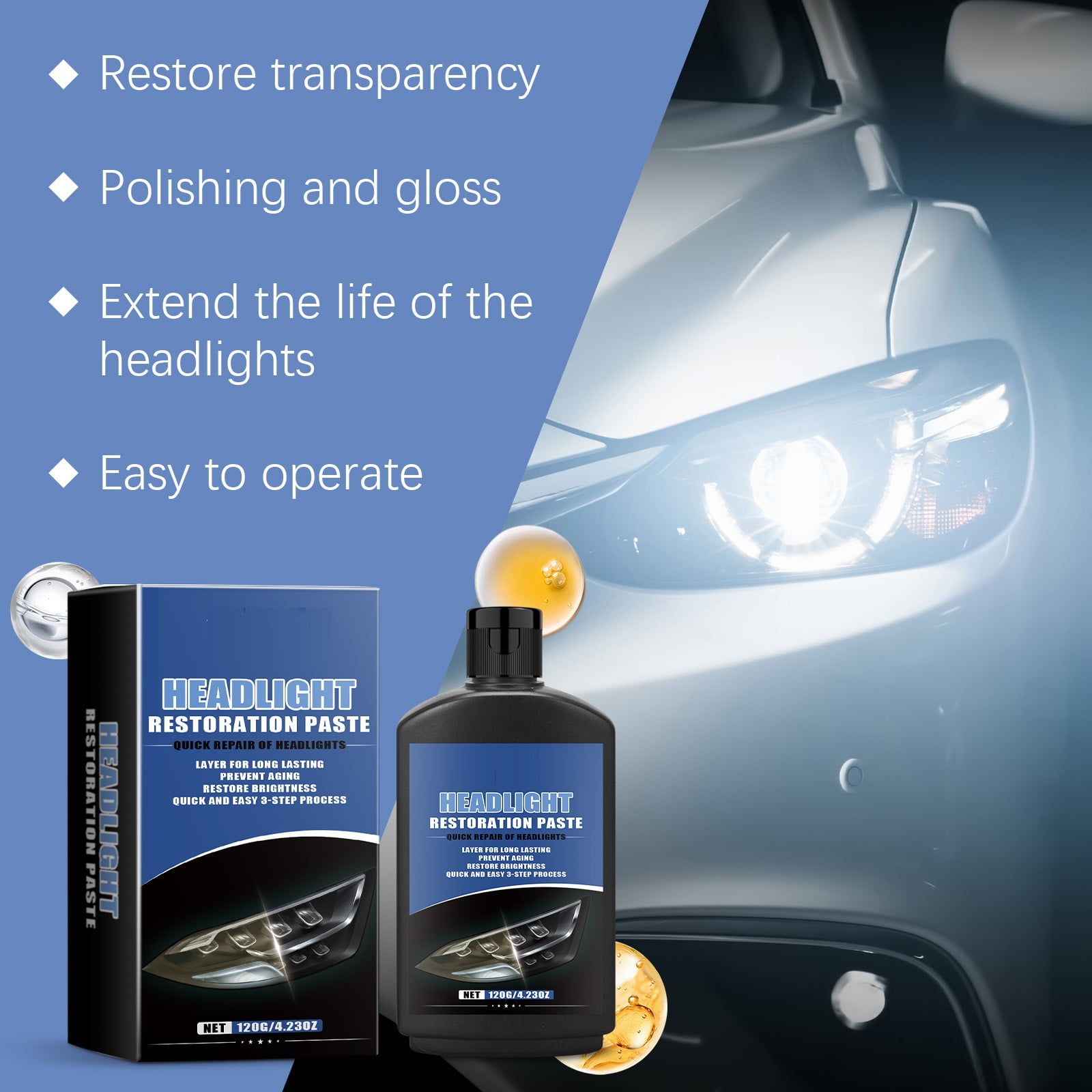 Car Headlight Care Cream, Removal, Brightening, Cleaning, Yellowing ...