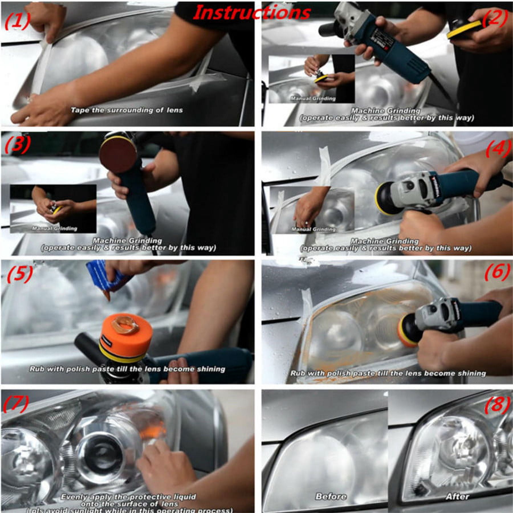 Car Headlight Lens Polishing Kit Mist Haze Remover w/ Sponge Sand Disc ...