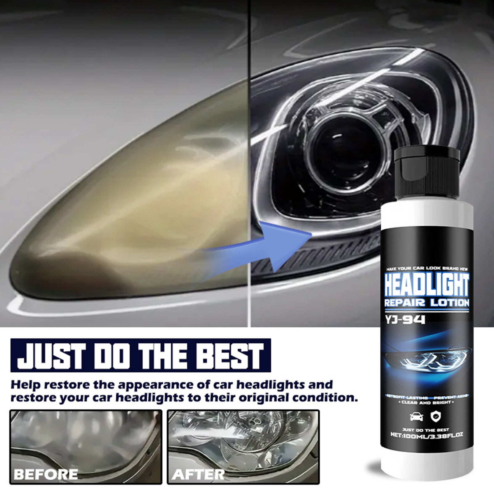 Car Headlight Refurbishment Lotion, Headlight Fluid, Car Refurbishment ...