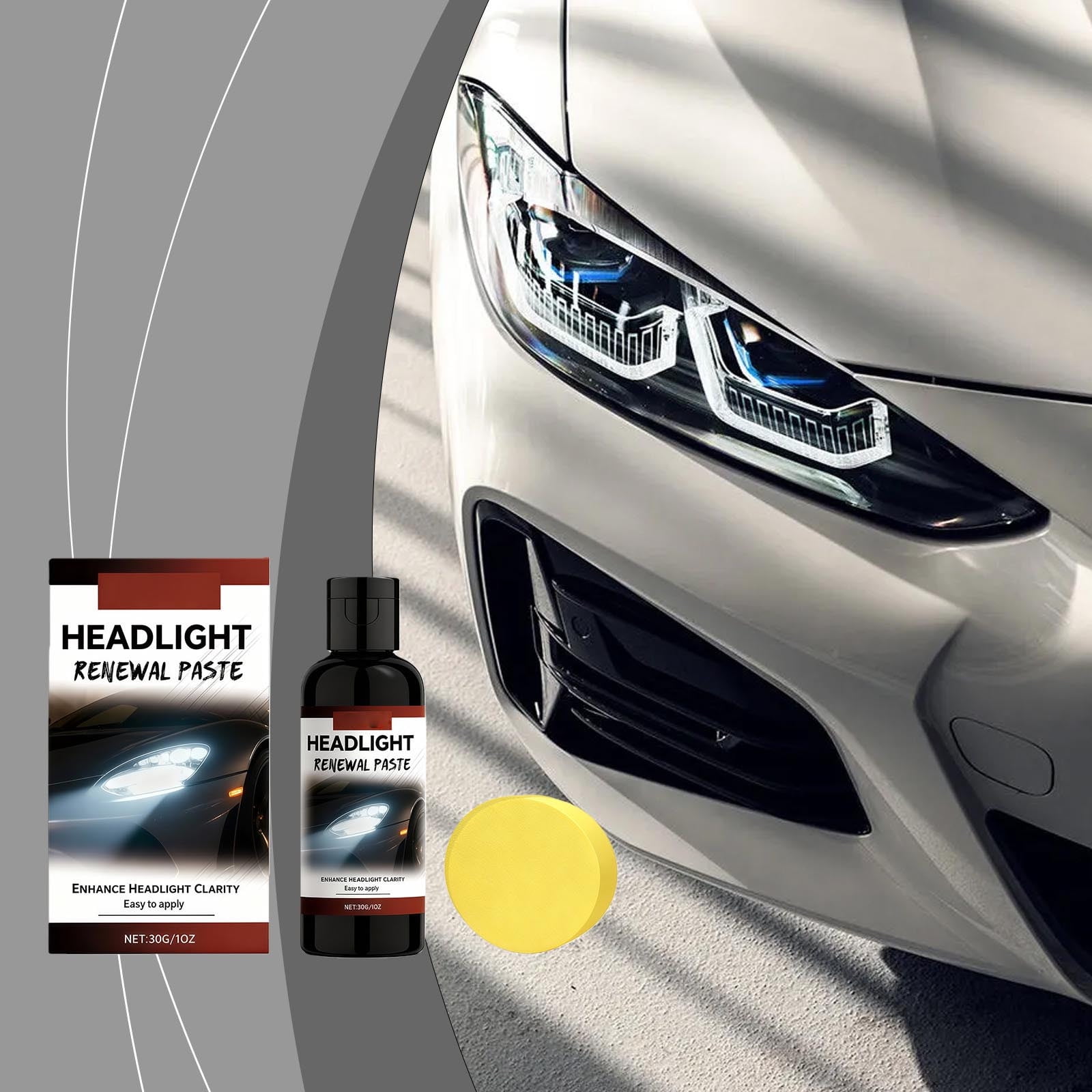 Car Headlight Restoration Paste, Yellowing and Oxidation Cleaner and ...